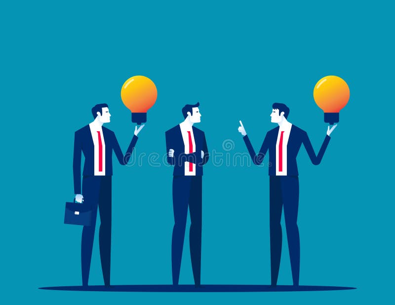 Employees Consider Innovative Plans. Business Think Vector Concept ...