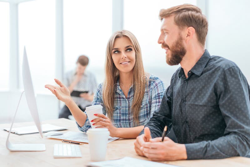 Employees Discussing the Incoming Information. Office Weekdays Stock ...