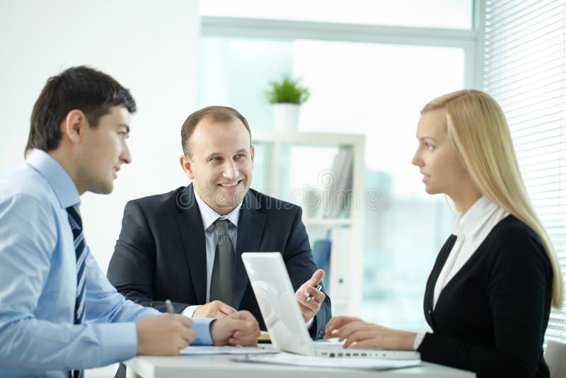 Employees at discussion stock image. Image of people - 78549659