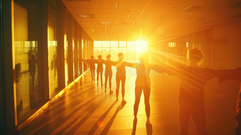 Employees Do Exercise Activity in Office for Teamwork of Business ...