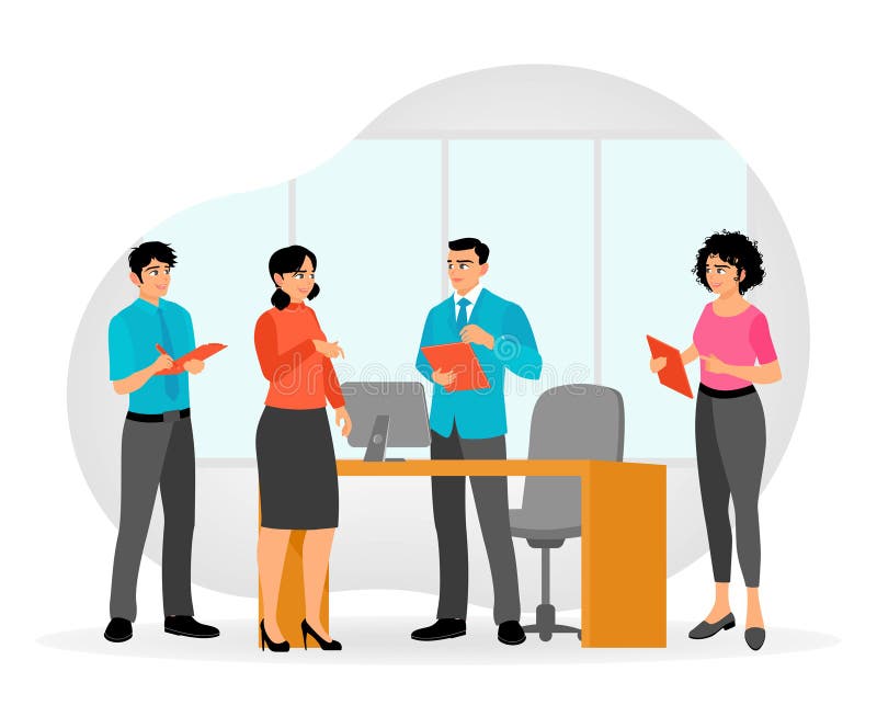 Employees Finish Meeting in Office, Office Scene Stock Vector ...