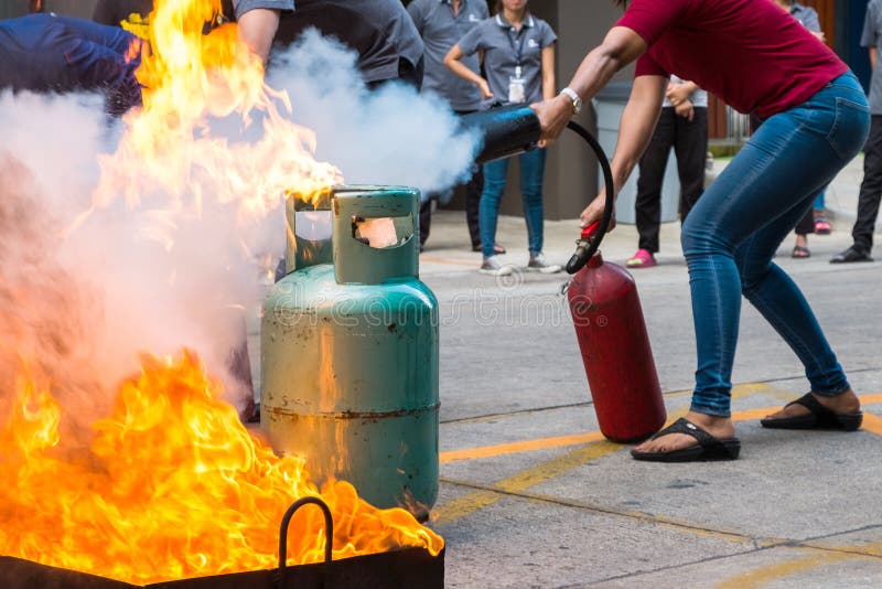 Employees Firefighting Training,Extinguish a Fire at the Gas Cylinder ...