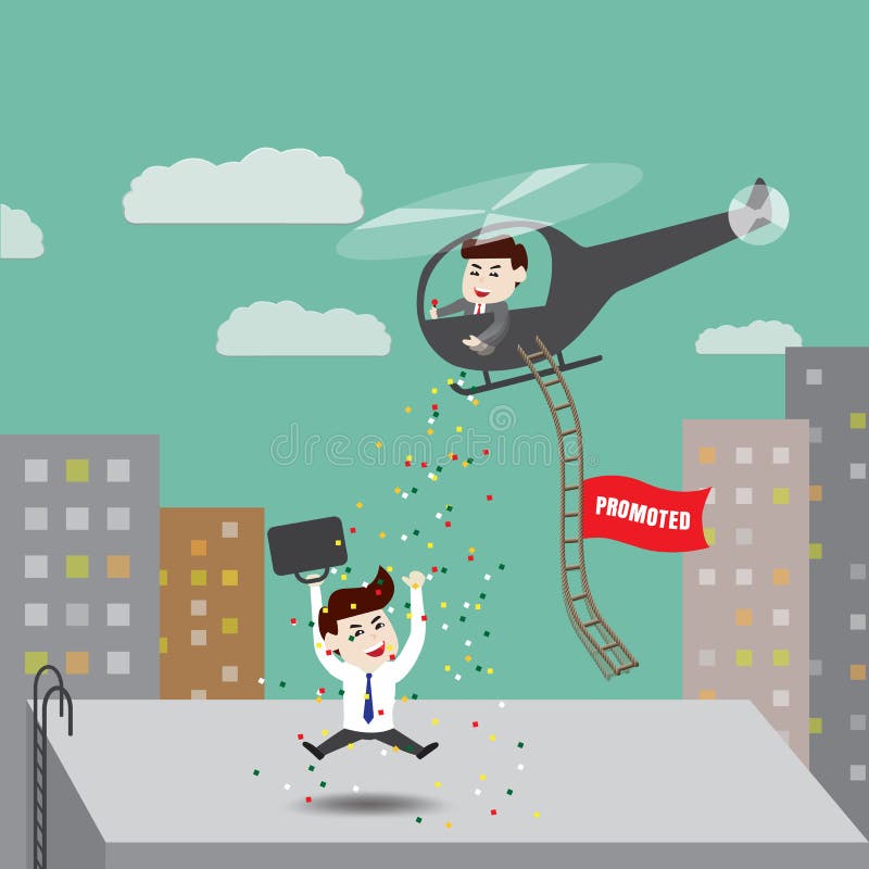 Employees get promoted stock vector. Illustration of helicopter - 58474229