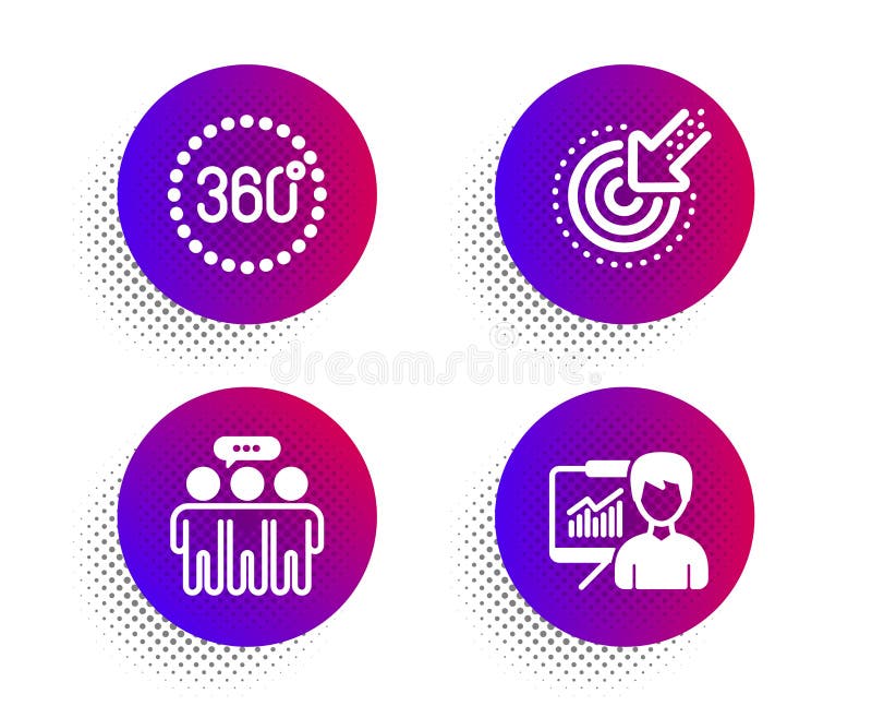 Employees Group, Targeting and 360 Degrees Icons Set. Presentation Sign ...