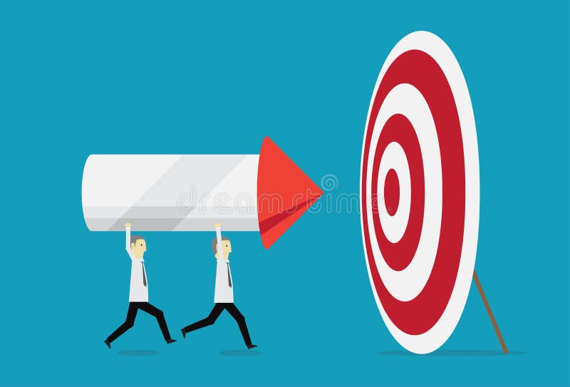 Work Towards Goals. a Team of Businessmen Running with Arrows for a ...