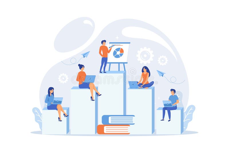 Employees with Laptops Learning at Professional Trainig. Internal ...