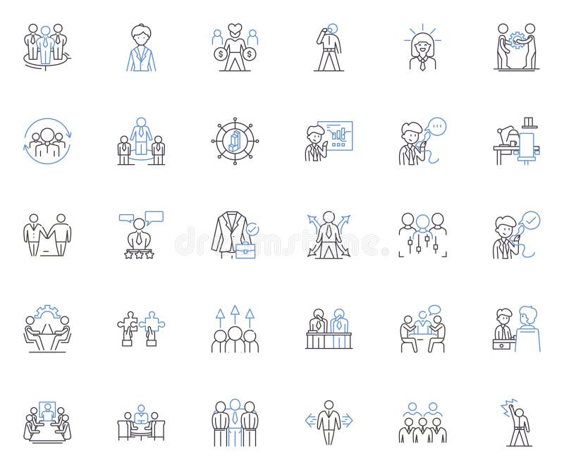 Employees Line Icons Collection. Teamwork, Dedication, Loyalty ...