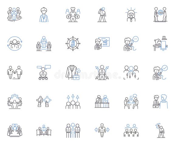 Employees Line Icons Collection. Teamwork, Dedication, Loyalty, Commitment, Trusrthiness ...