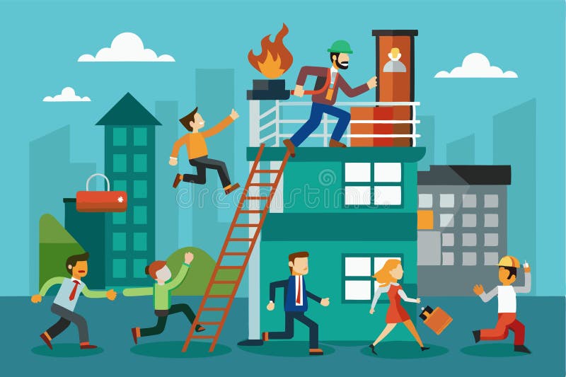 Employees Participate in an Evacuation Drill, Quickly Exiting the ...