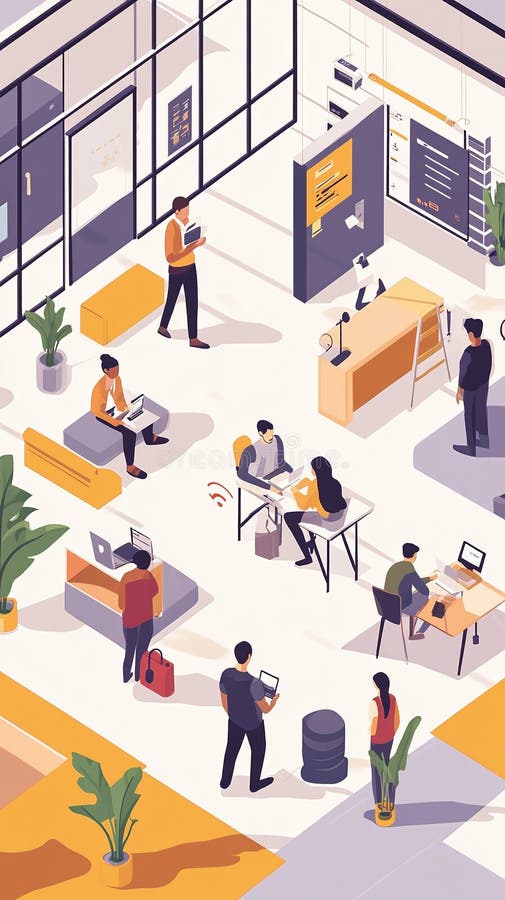 Employees Participating in a Hackathon in a High-tech Office Setting ...