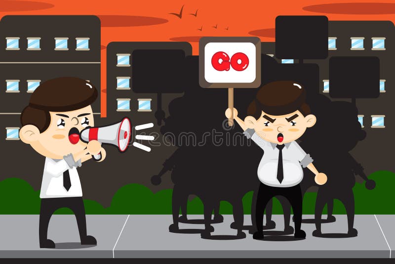 Employees protests CARTOON stock vector. Illustration of angry - 52634420