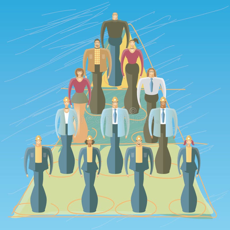 Employees in a pyramid stock vector. Illustration of partnership - 77364983