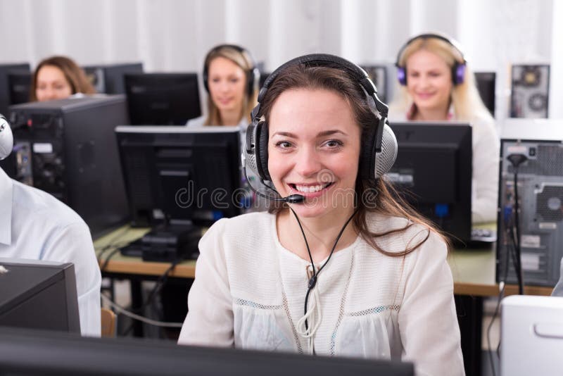 Employees receiving calls stock photo. Image of smiling - 75294066