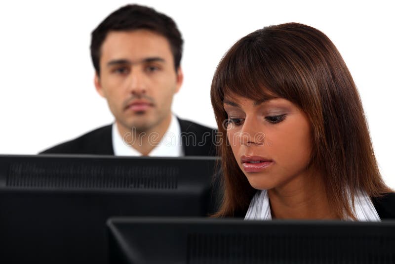 Employees Sitting by Their Computers Stock Photo - Image of business ...