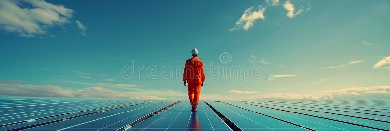 Employees of a Solar Park Walk in between Rows of Solar Panels ...