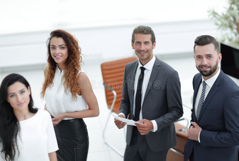 Employees Standing in a Modern Office Stock Image - Image of colleagues ...