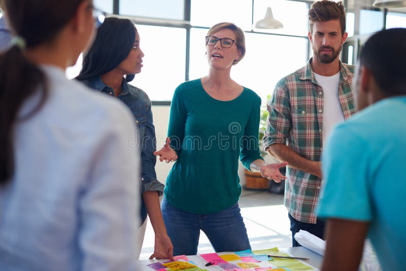 Employees, Sticky Notes and Creative Ideas in Office, Meeting and ...