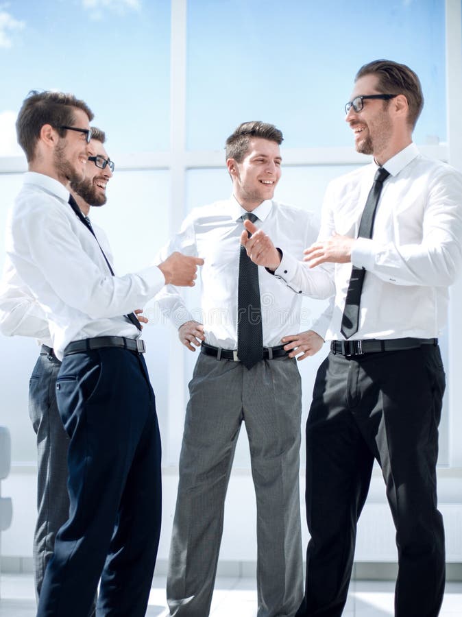 Employees Talking Standing with the Office Lobby Stock Photo - Image of ...