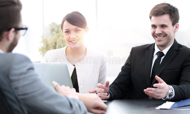 Employees Communicate with the Customer in the Office Stock Photo ...