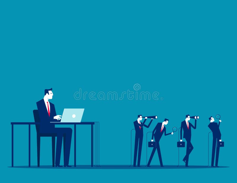 Employees Tied To the Boss S Computer Stock Vector - Illustration of ...