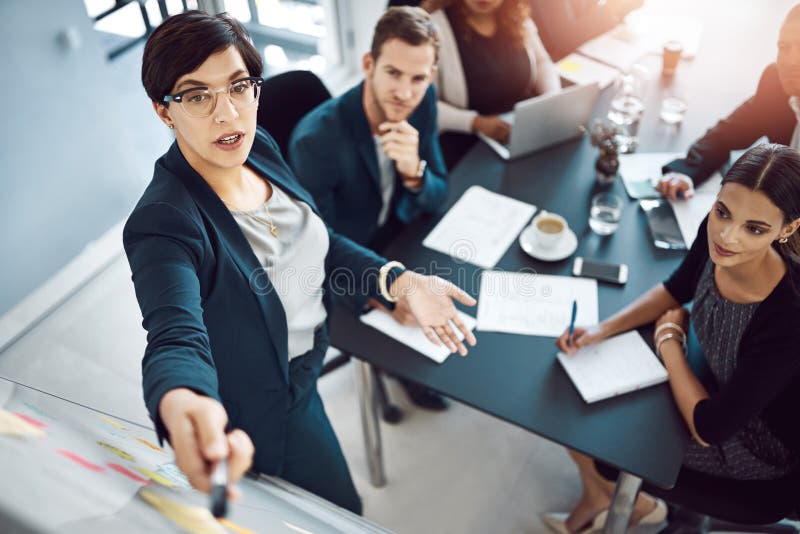 Employees, Whiteboard and Sticky Notes for Discussion in Office, Plan ...