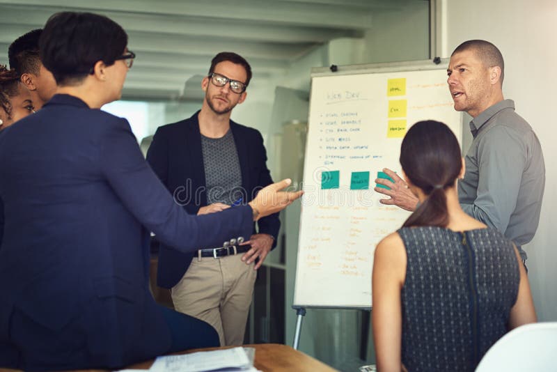 Employees, Whiteboard and Web Development in Office with Team, Plan ...