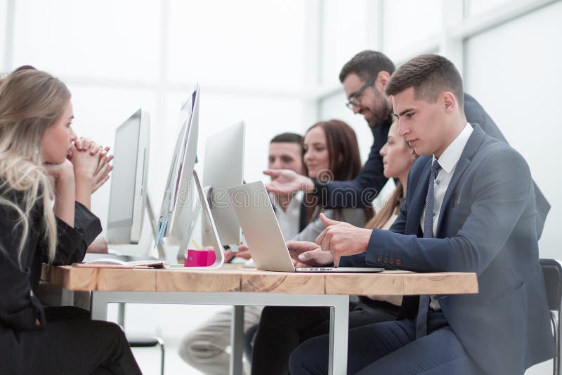 Employees Work on Computers in a Modern Office Stock Image - Image of ...
