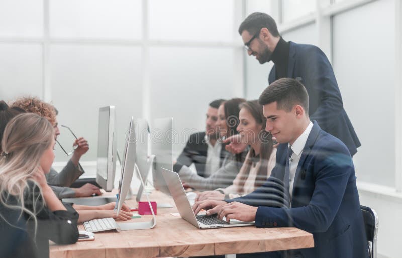 Employees Work on Computers in a Modern Office Stock Photo - Image of ...