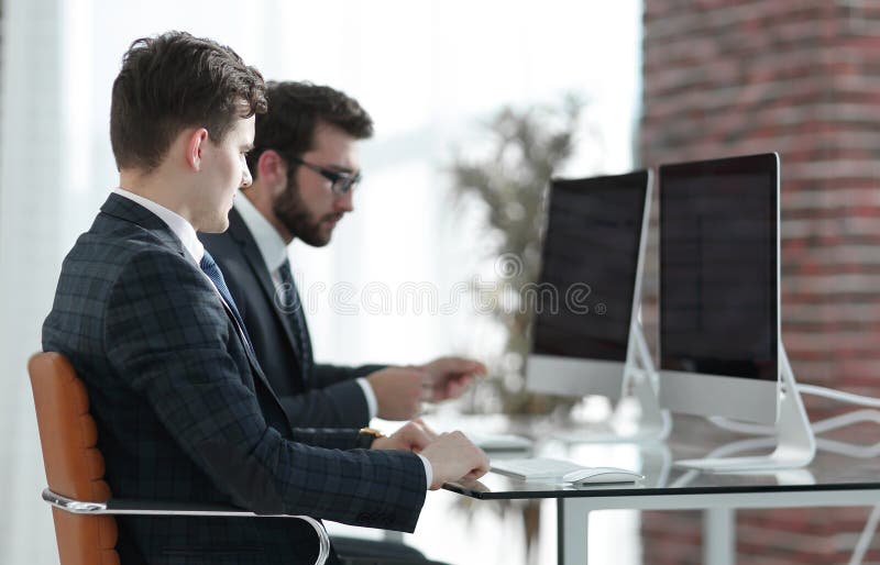 Employees Work with Computers in a Modern Office Stock Image - Image of ...