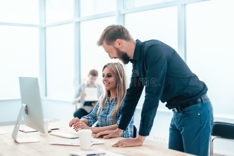 Employees Work with Documents in a Modern Office. Stock Image - Image ...