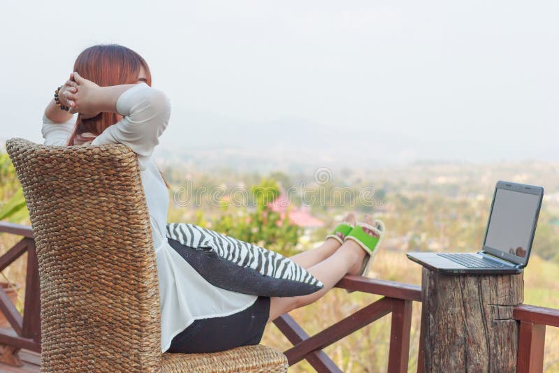 Employees Work during Rest and Relaxation Imagine Him Sitting Stock ...