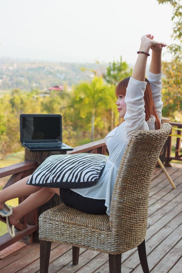 Employees Work during Rest and Relaxation Imagine Him Sitting Stock ...