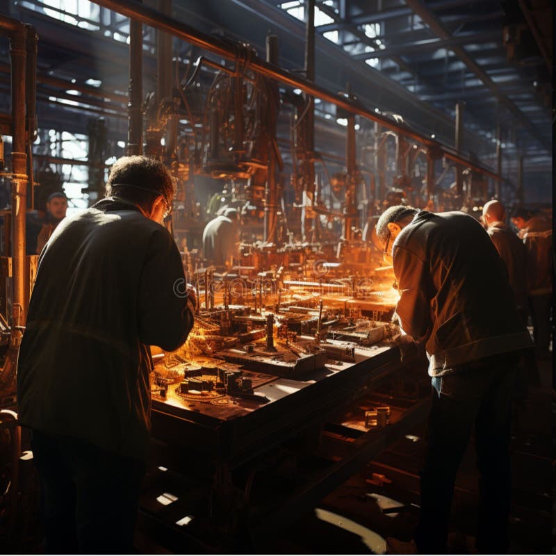 Employees Working in Industry Stock Illustration - Illustration of ...