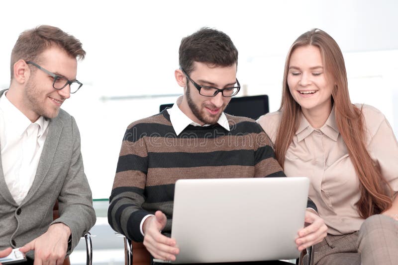 Employees Working on Laptop Stock Image - Image of portrait, desk ...