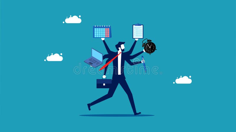 Employees Working on Multiple Tasks at the Same Time. Busy Business ...