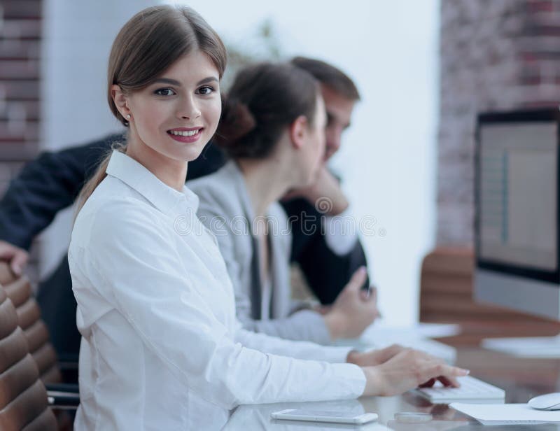Employees Working on Personal Computers with Financial Data Stock Image ...