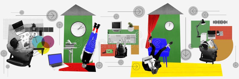 Employees Working on Projects in Different Spaces. Time Management ...