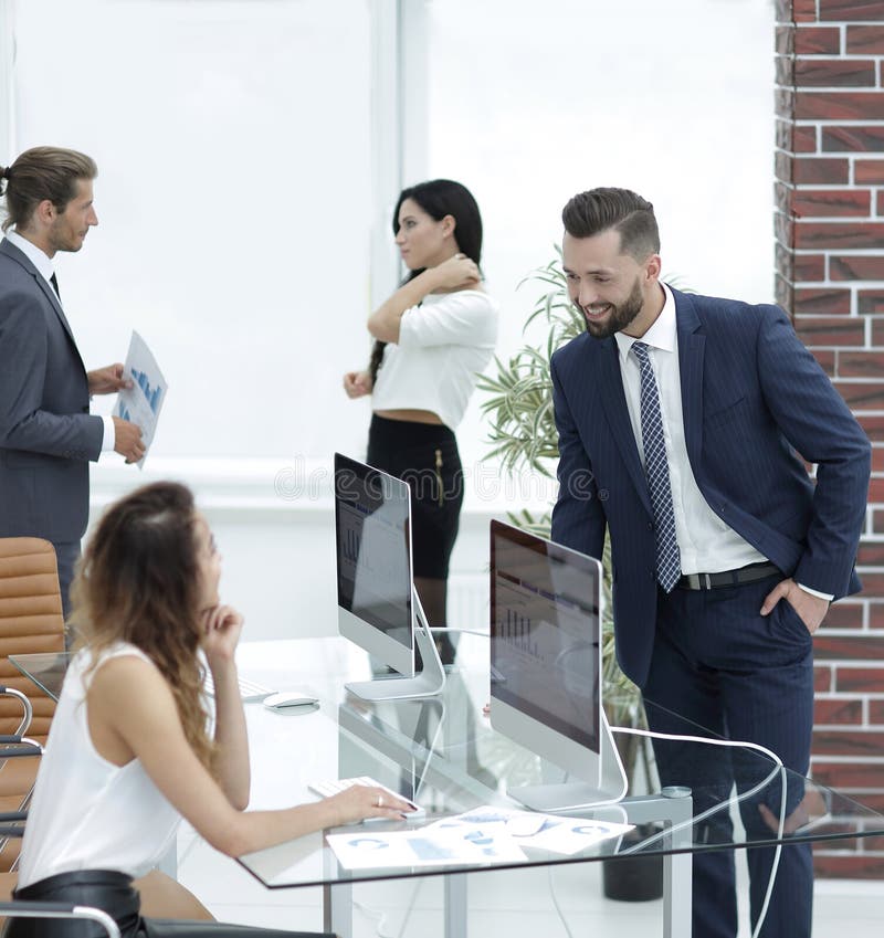 Employees in the Workplace in the Office. Stock Image - Image of ...