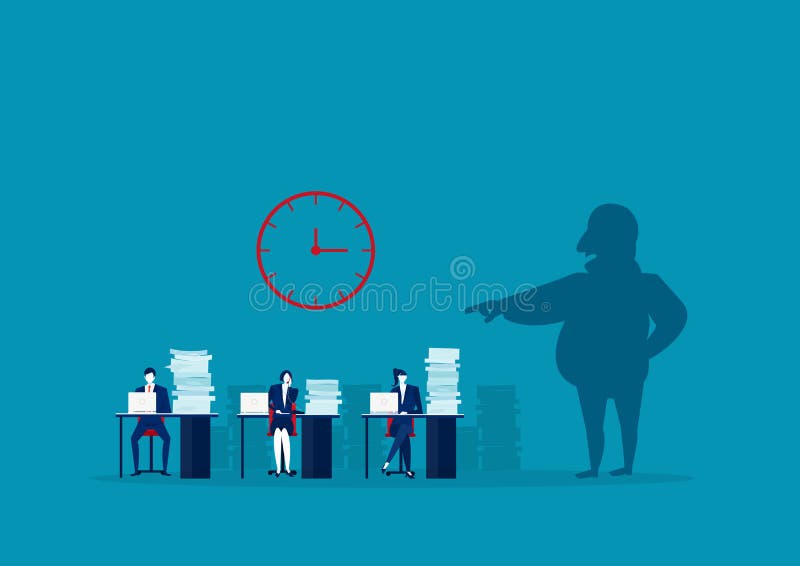 The Employer Shadow Command Employee Hard Work in Office Concept Stock ...