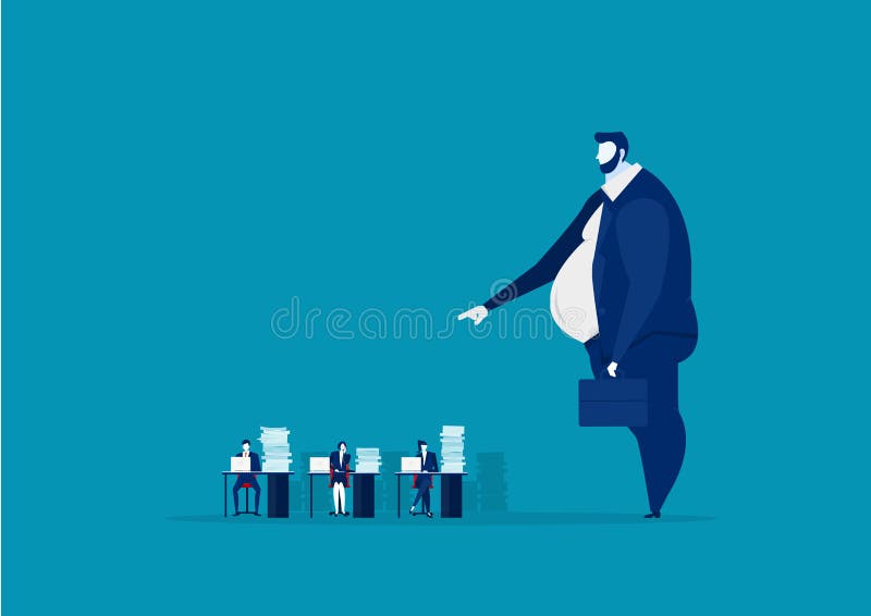 The Employer Shadow Command Employee Hard Work in Office Concept Vector ...