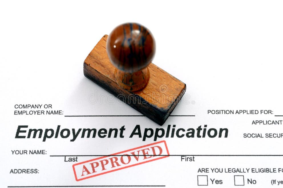 Employment Application - Approved Stock Image - Image of document ...