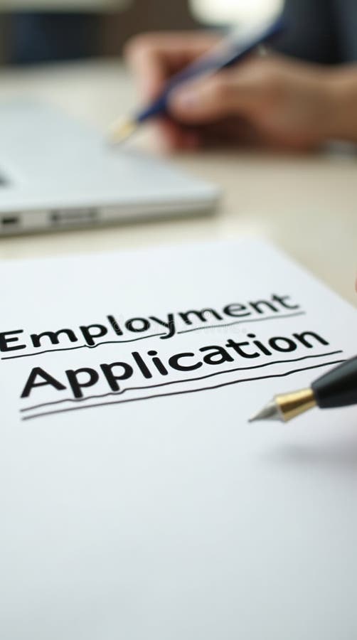 Employment Application Form with Fountain Pen on Table Stock ...