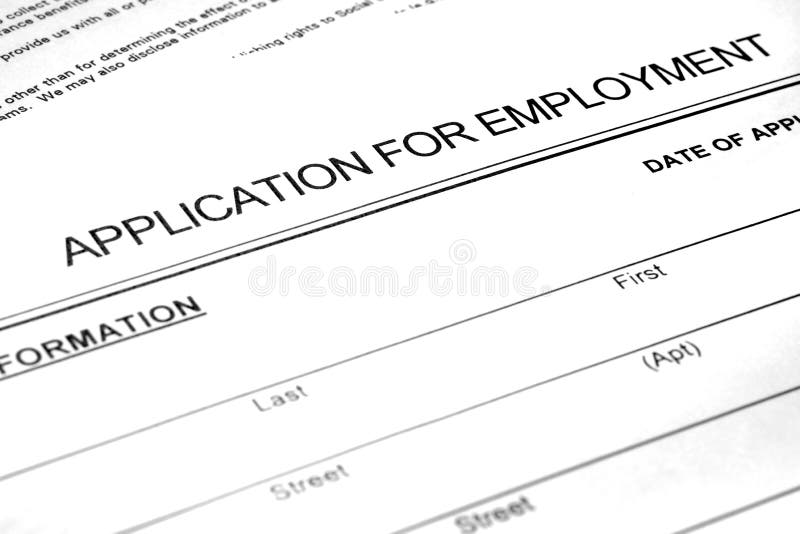 Employment Application Form on Paper Stock Photo - Image of handwritten ...