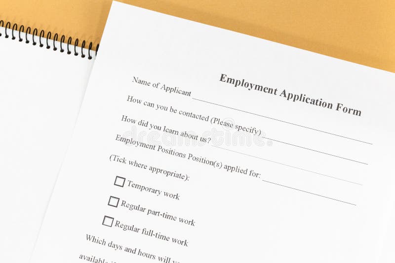 Employment Application Paper Form Stock Photo - Image of employment ...
