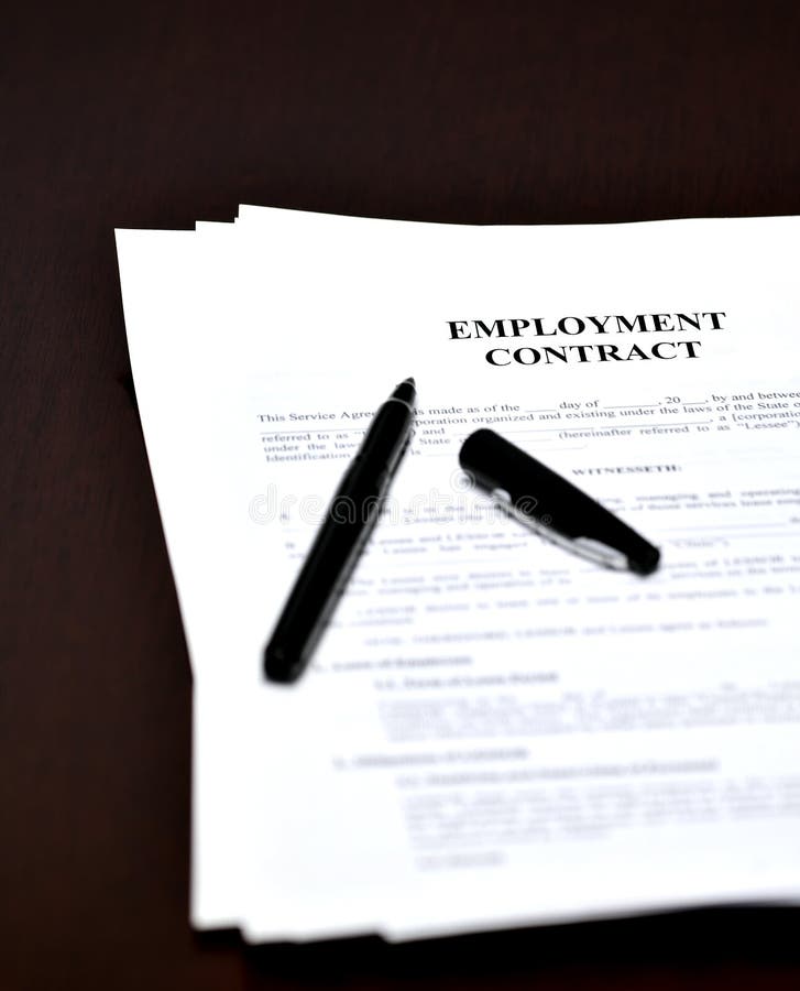 Employment Contract Document Agreement on Desk with Pen Stock Image ...