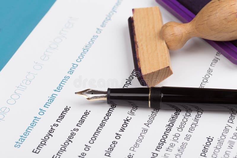 Employment Contract with Fountain Pen Stock Image - Image of signing ...