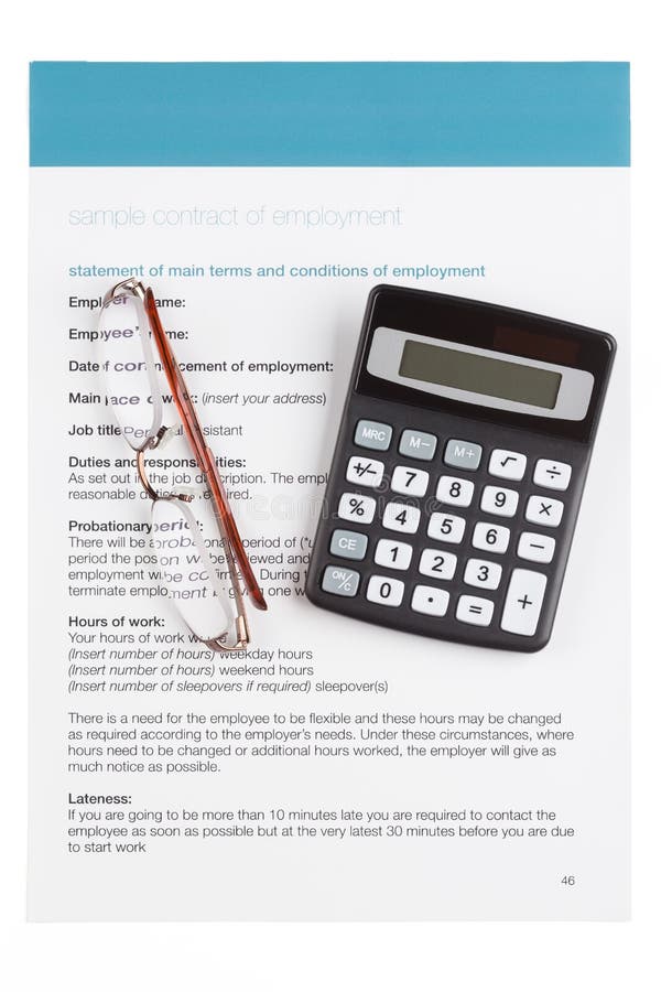 Employment Contract with Glasses Stock Image - Image of agreement ...
