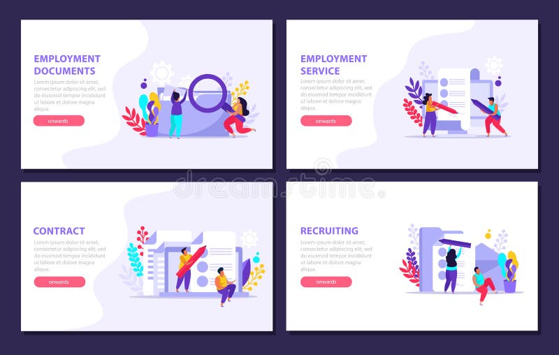 Employment Horizontal Banners Set Stock Vector - Illustration of ...