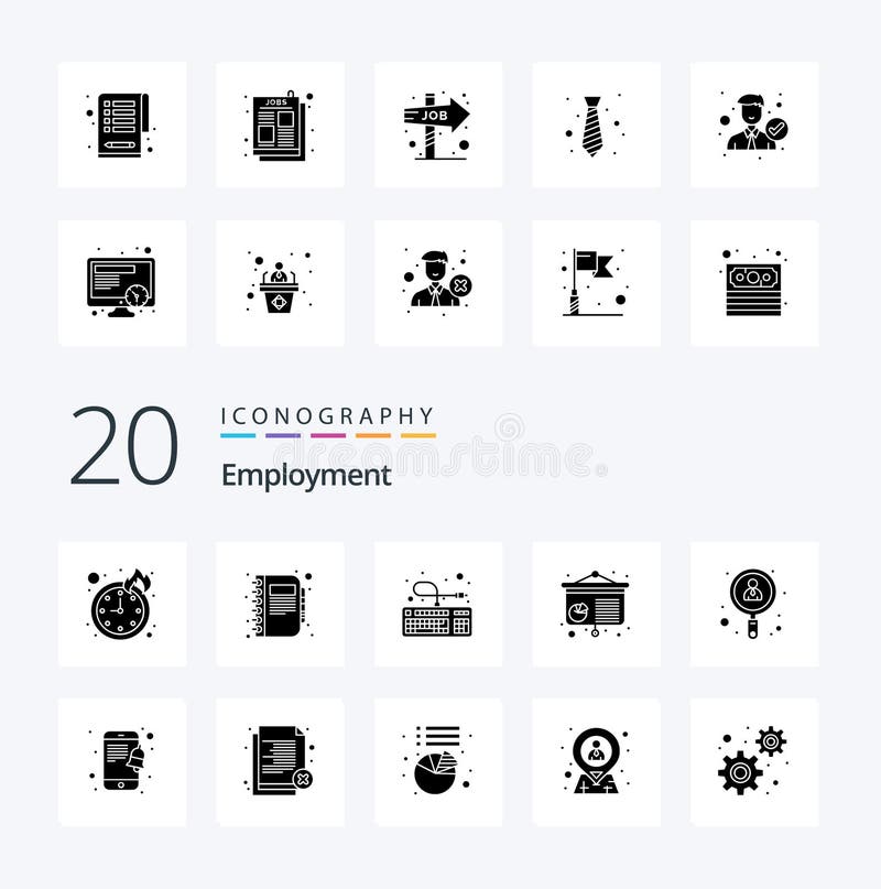 20 Employment Solid Glyph Icon Pack Like User Employee Computer ...