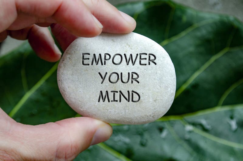 Empower Your Mind Text Engraved on White Stones with Leaf Background ...